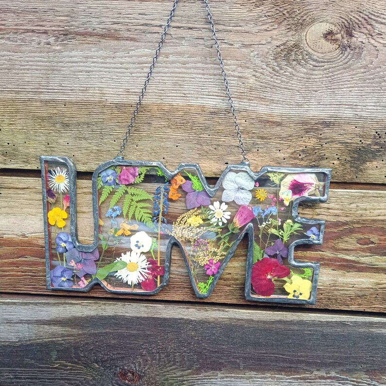 Large Pressed Flower Frame, Custom Letter Real Pressed Flower Art ...