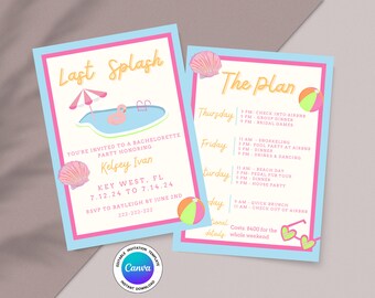 Last Splash Bachelorette Party Invitation, Bachelorette Weekend ...