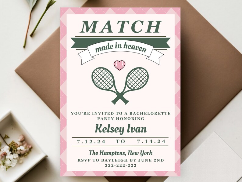 Match Made in Heaven Bachelorette Party Invitation and Itinerary ...