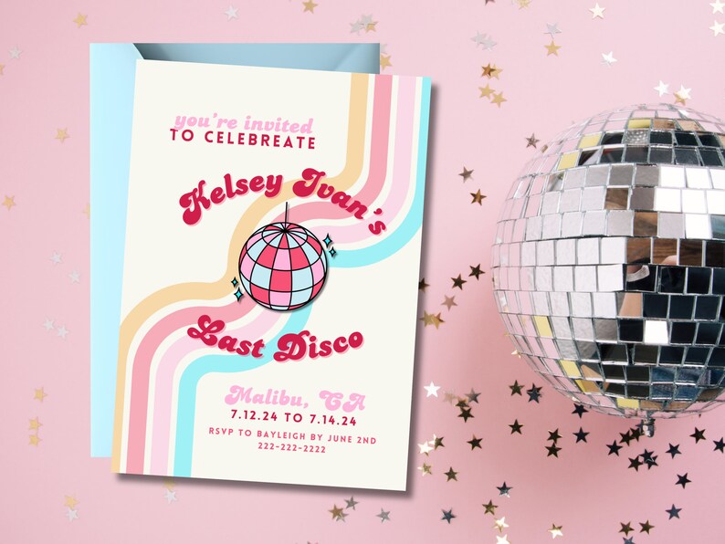 Last Disco Bachelorette Party Invitation Template (digital Download) - Etsy