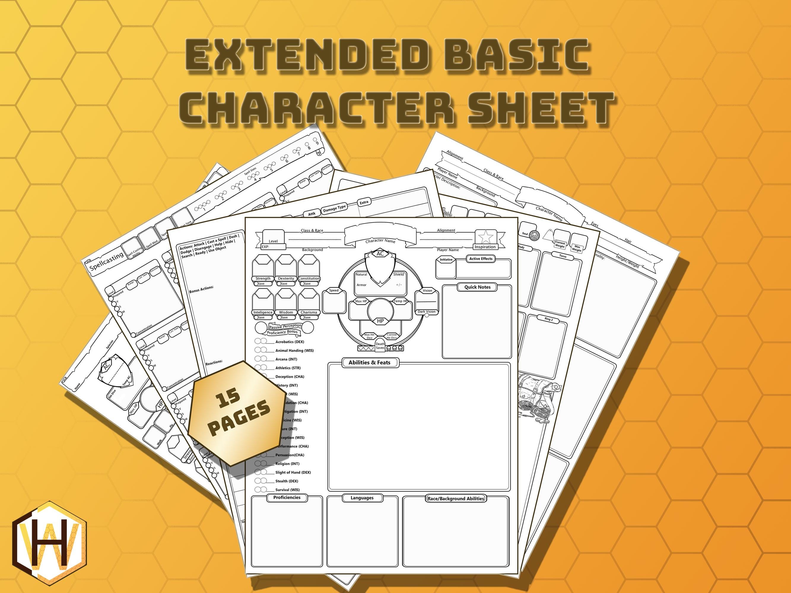 DND Character Sheet PDF Interactive, TTRPG, Simple, Player Sheet - Etsy UK