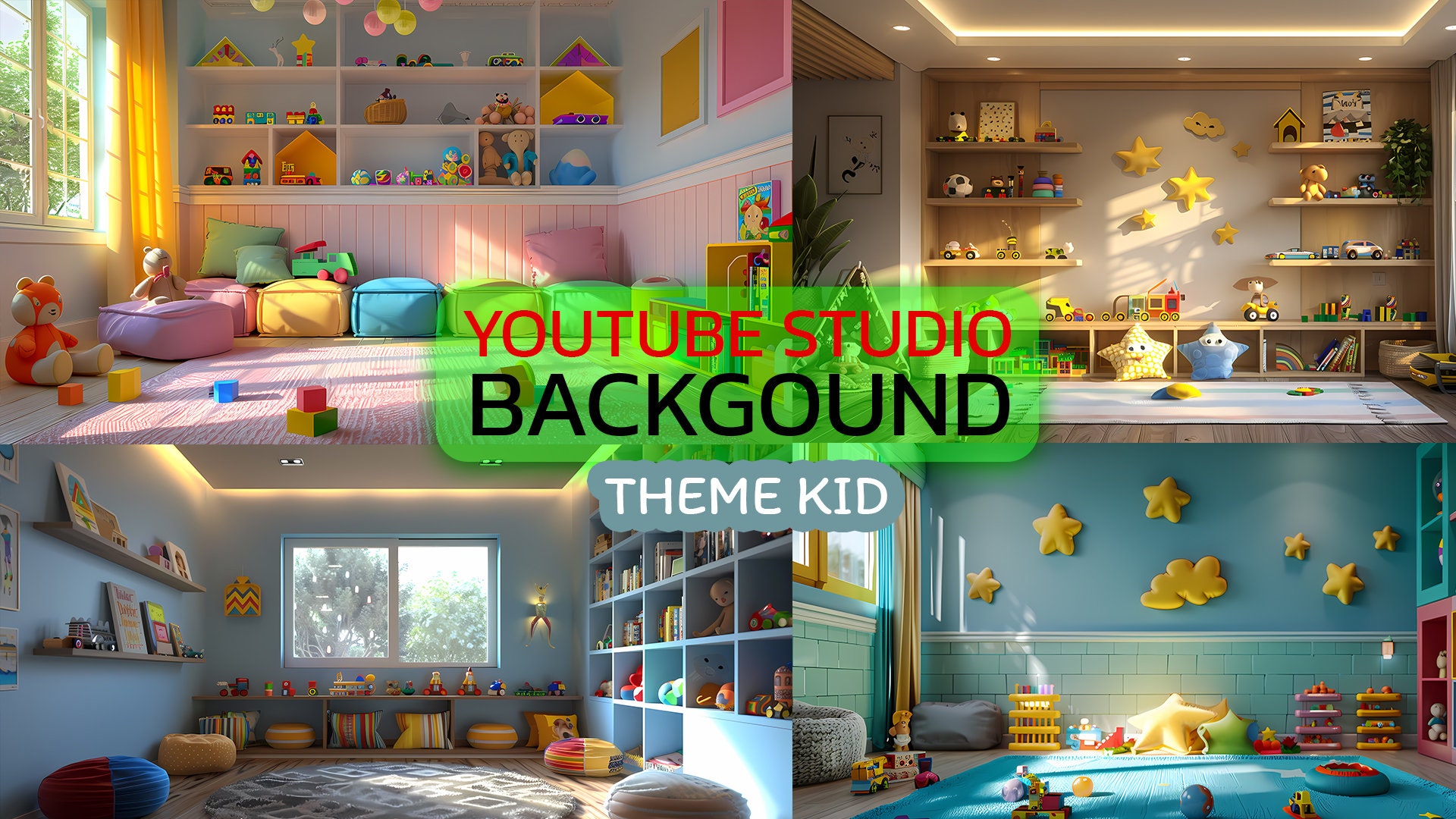 Digital Youtube Studio Background - Horizontal & Vertical Formats, 3 ...