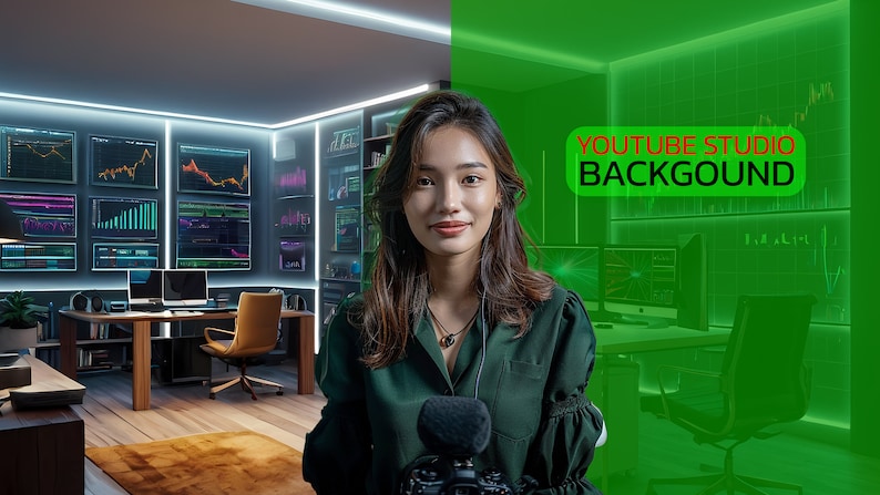 Digital Youtube Studio Background - Horizontal & Vertical Formats, 3 ...