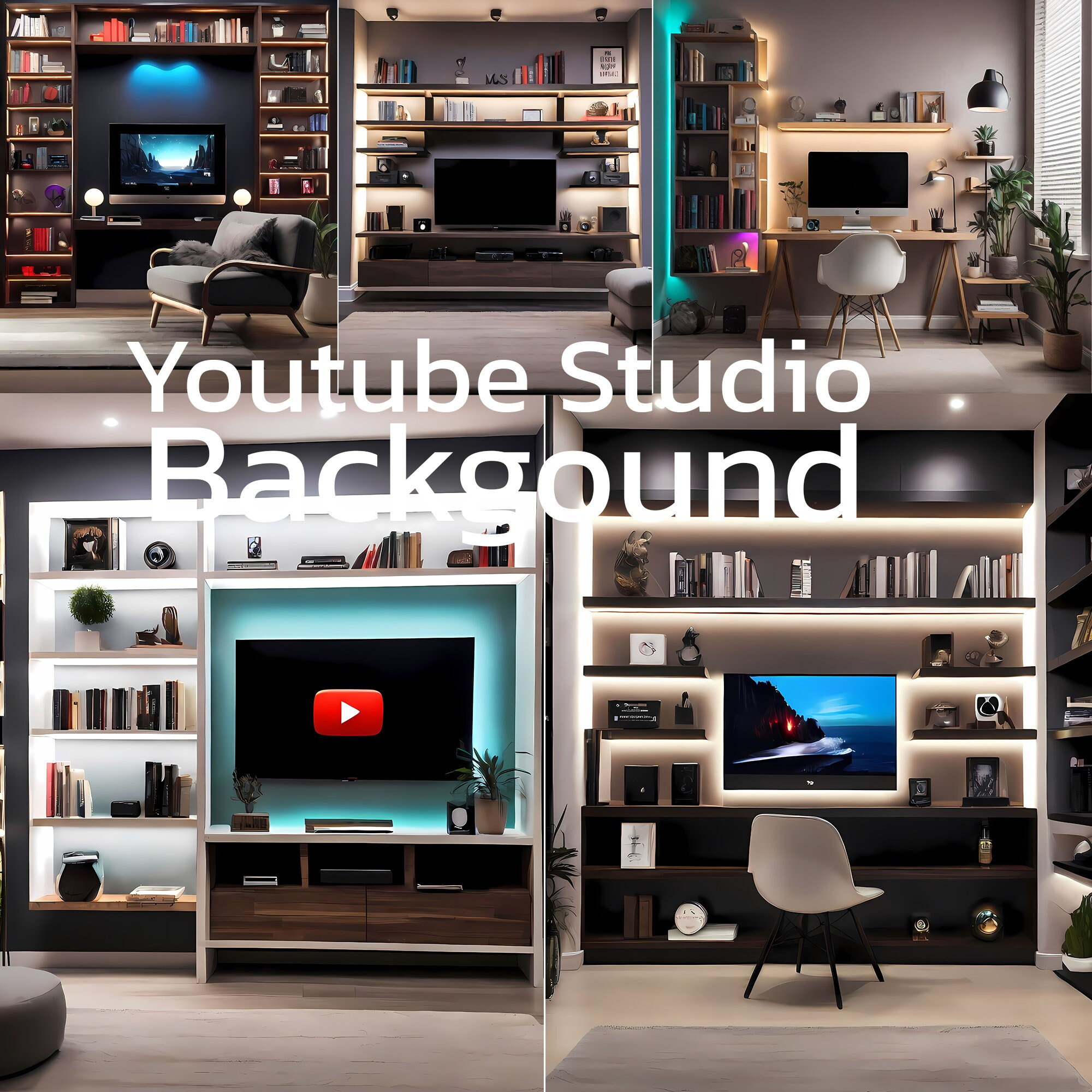 Digital Youtube Studio Background - Professional Virtual Backdrop for Video Creators, Streamers ...