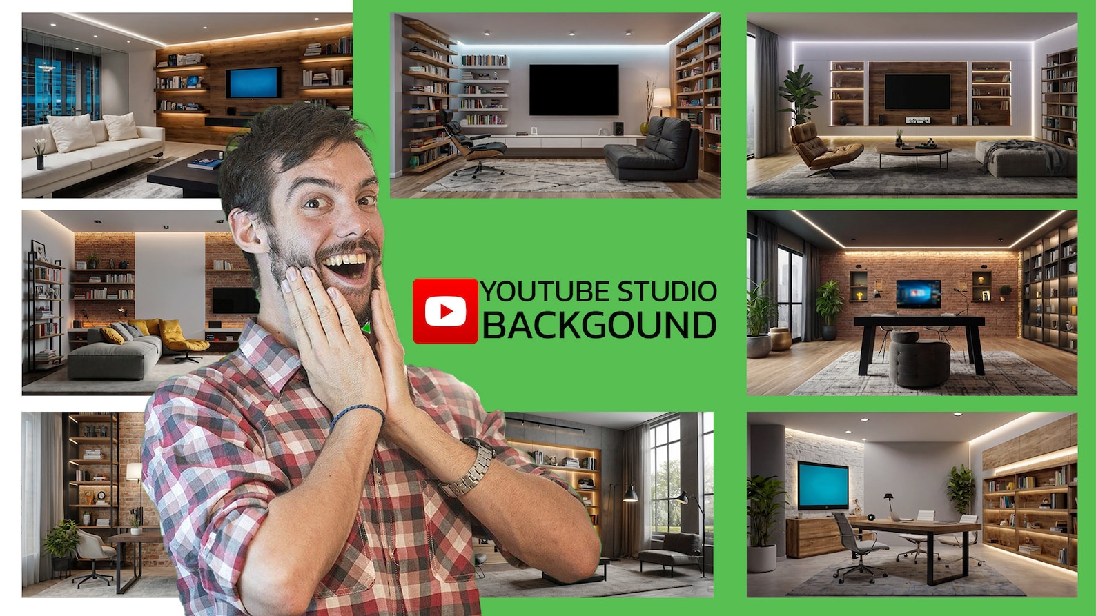 Digital Youtube Studio Background - Professional Virtual Backdrop for Video Creators, Streamers ...