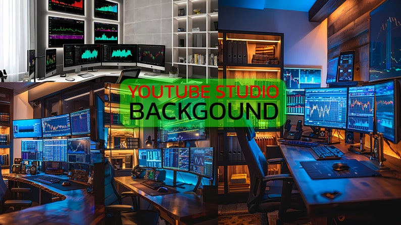 Digital Youtube Studio Background - Horizontal & Vertical Formats, 3 ...