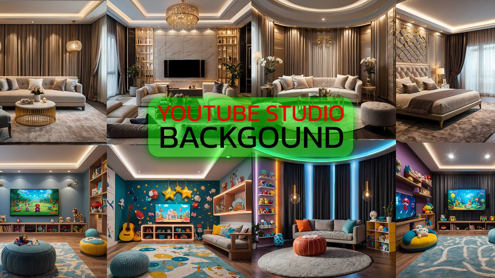 Digital Youtube Studio Background - Horizontal & Vertical Formats, 3 ...