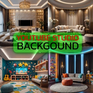 Digital Youtube Studio Background - Horizontal & Vertical Formats, 3 ...