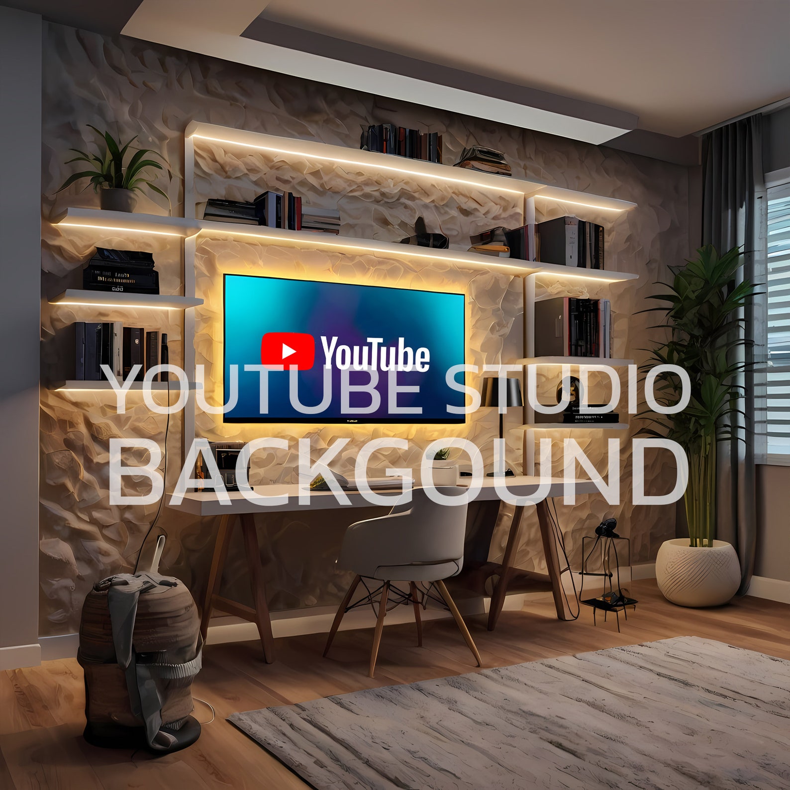 Digital Youtube Studio Background - Professional Virtual Backdrop for Video Creators, Streamers ...