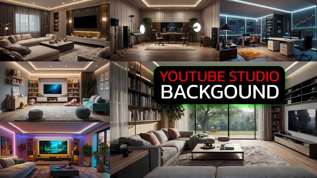 Digital Youtube Studio Background - Horizontal & Vertical Formats, 3 ...