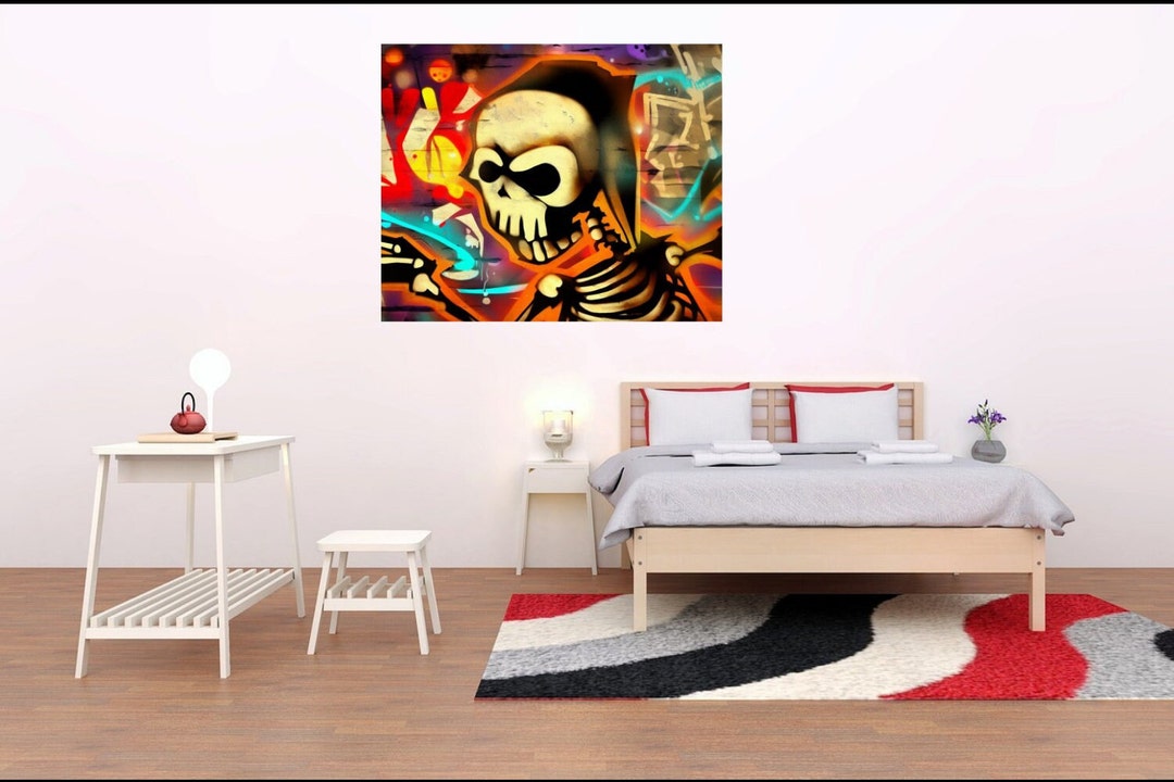 Urban Skeleton Skeleton Graffiti Wall Art Colorful Skeleton - Etsy