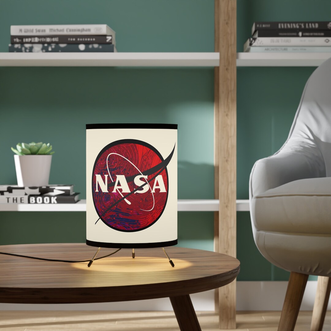 Red NASA Patch, NASA Space Lamp, Space Theme Lamp, Modern Tripod Lamp ...
