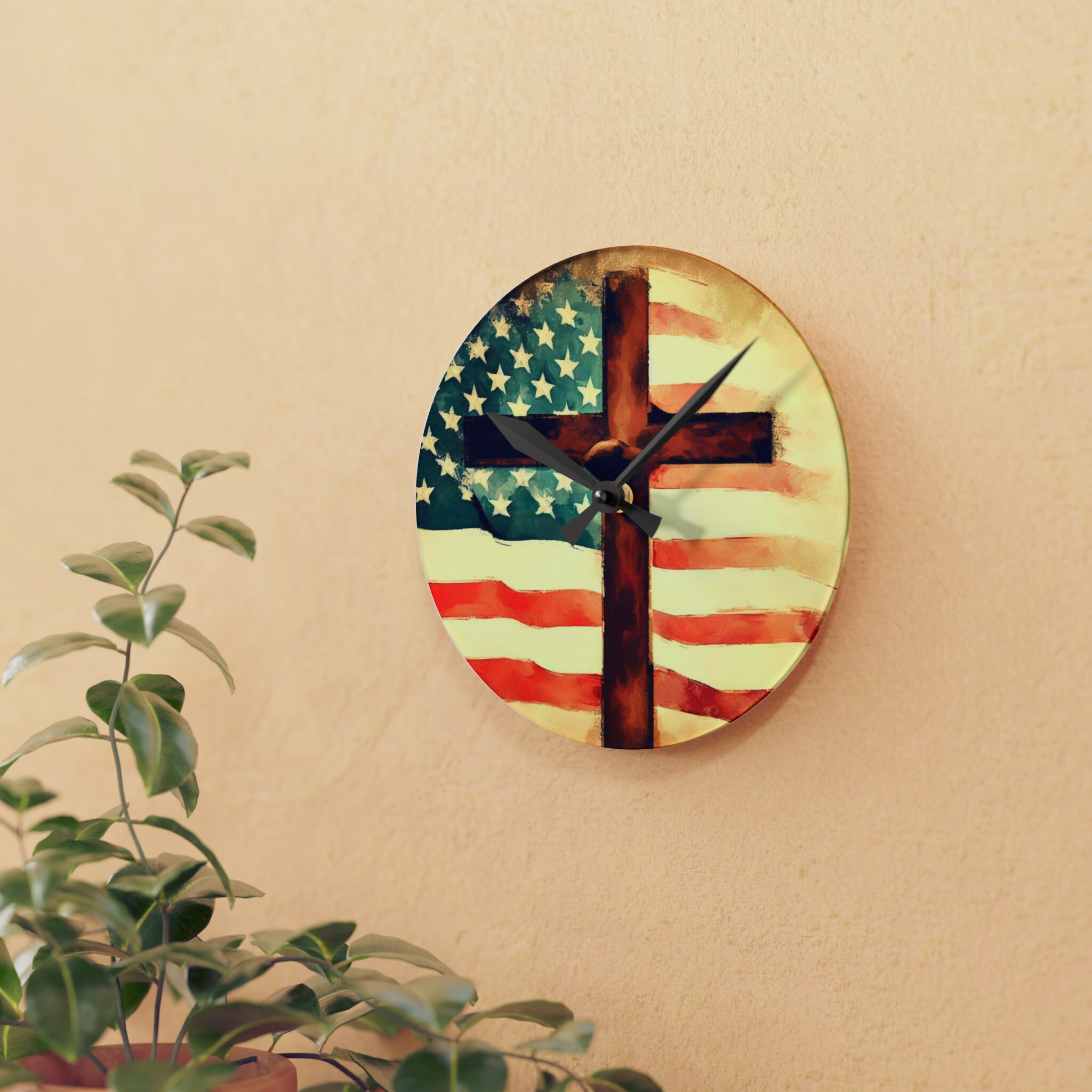 American Flag Wall Clock Christian Cross Wall Cross Creative - Etsy
