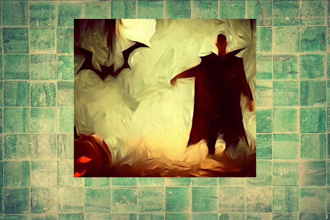 Vampire Bat Painting Dracula Cloaked Man Spooky Painting - Etsy