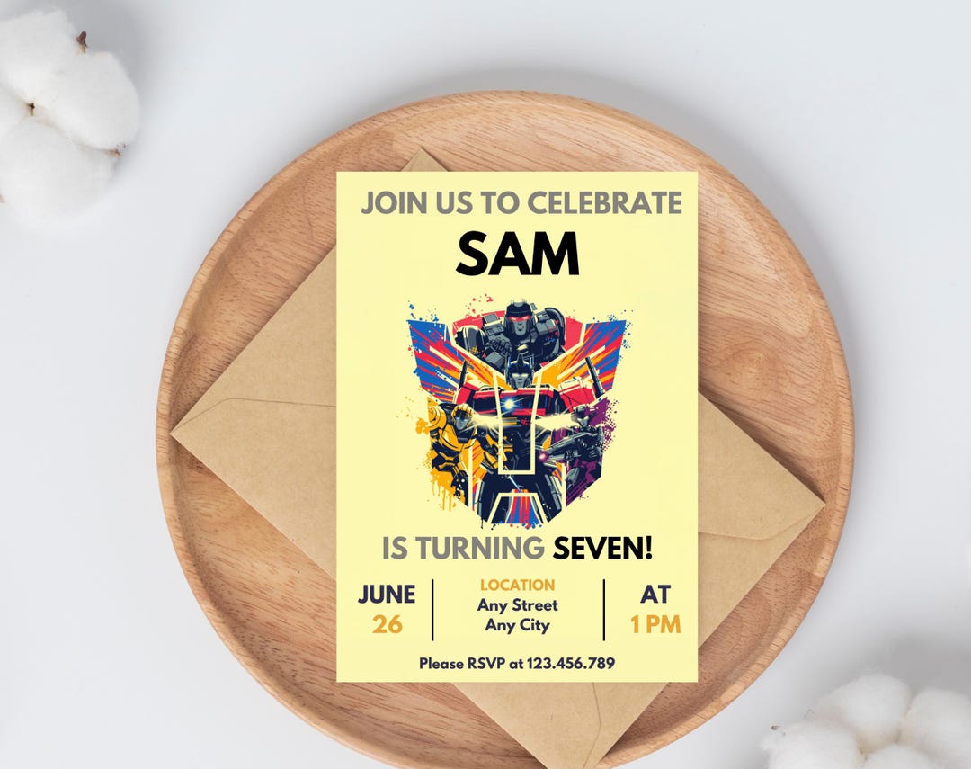 Transformers Birthday Party Invitation, Digital Download, Customizable ...