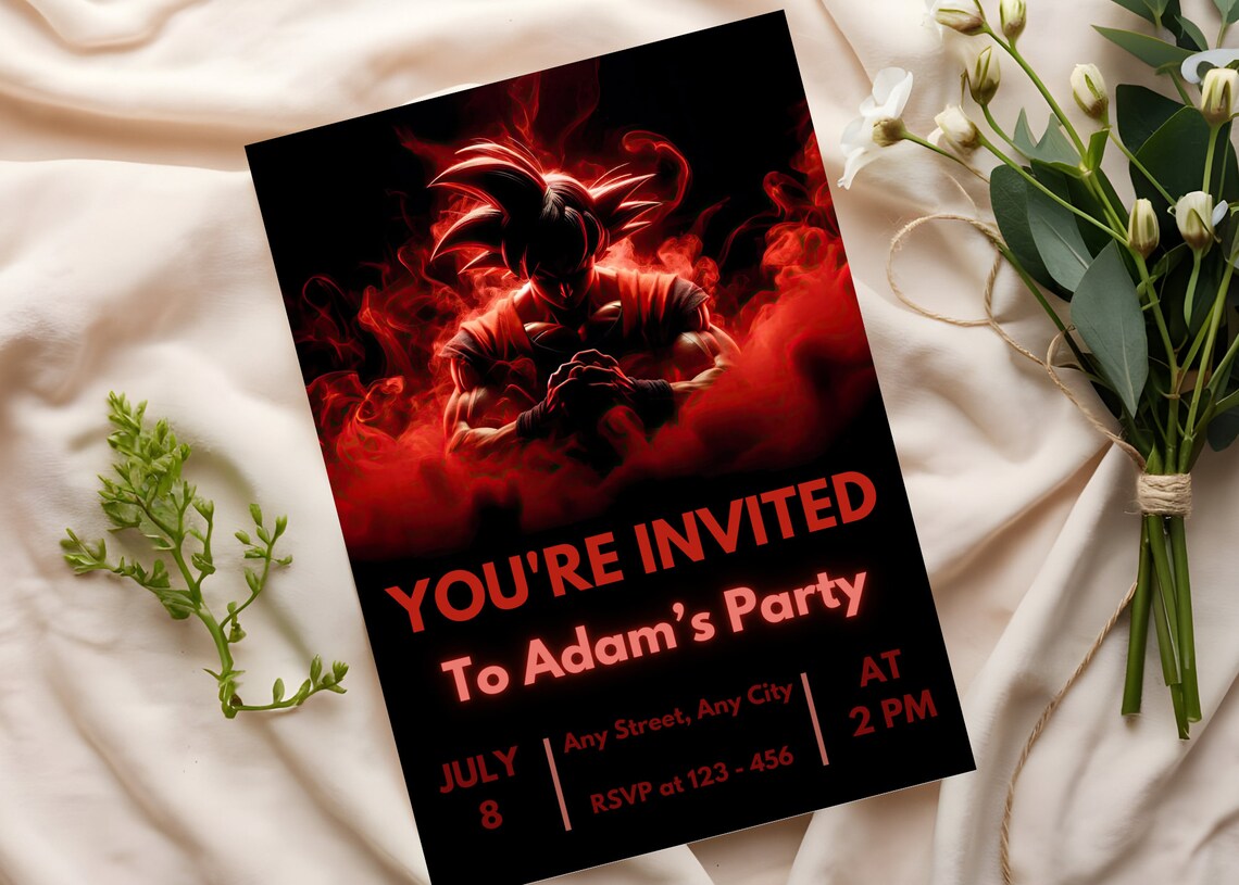GOKU Invitation Birthday Invitation Birthday Anime Party DBZ Super ...