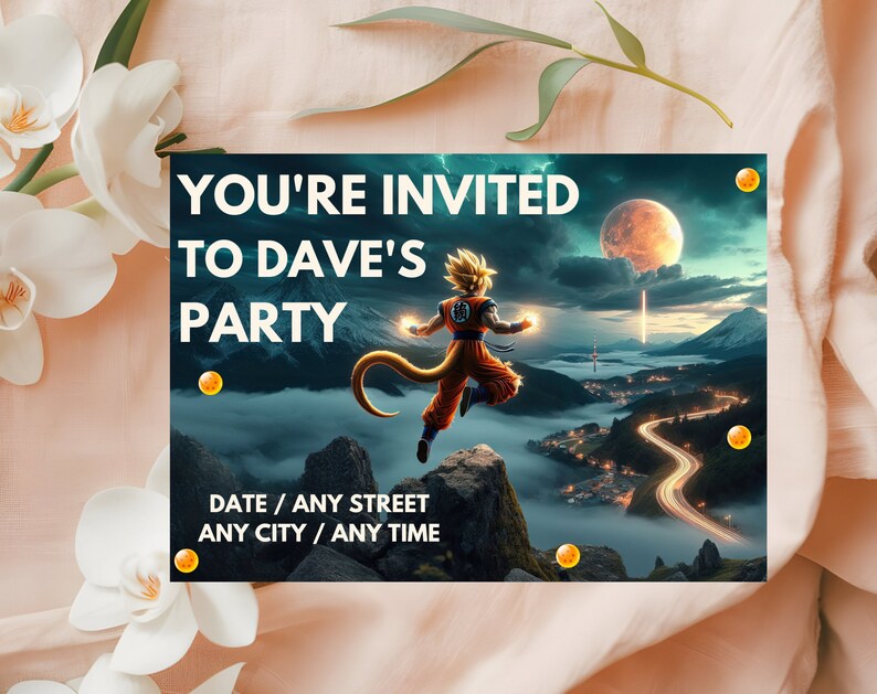 GOKU Invitation | Birthday Invitation | Birthday | Anime | Party | DBZ ...