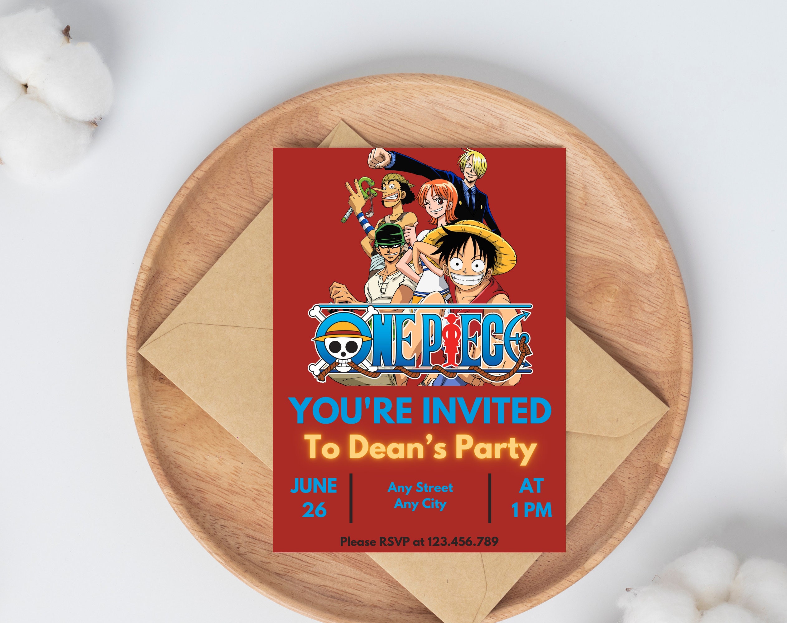 One Piece Invitation Birthday Invitation Birthday Party Birthday Bash ...