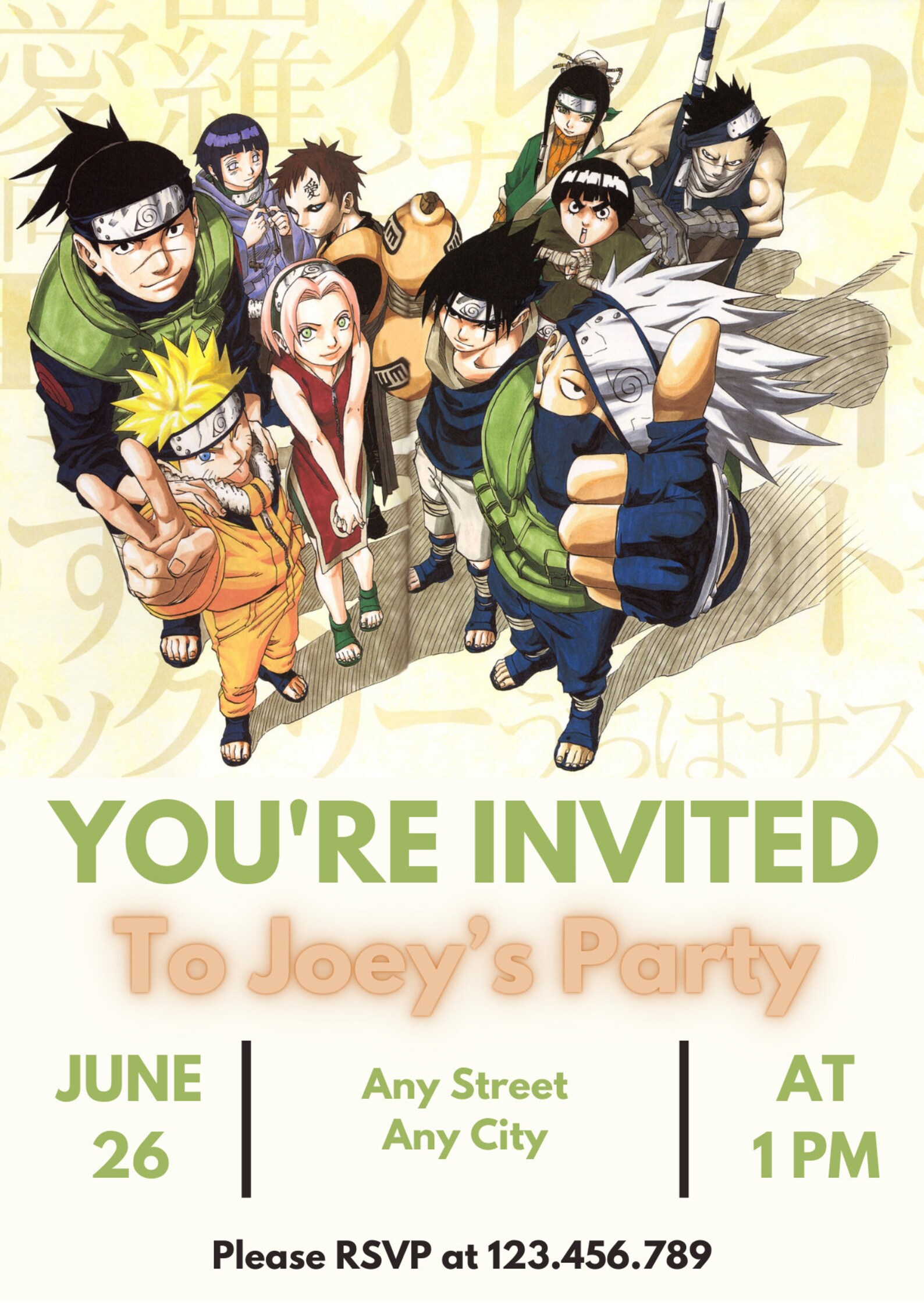 Naruto | Anime | Uzumaki | Manga | Naruto Invitation | Naruto Birthday ...