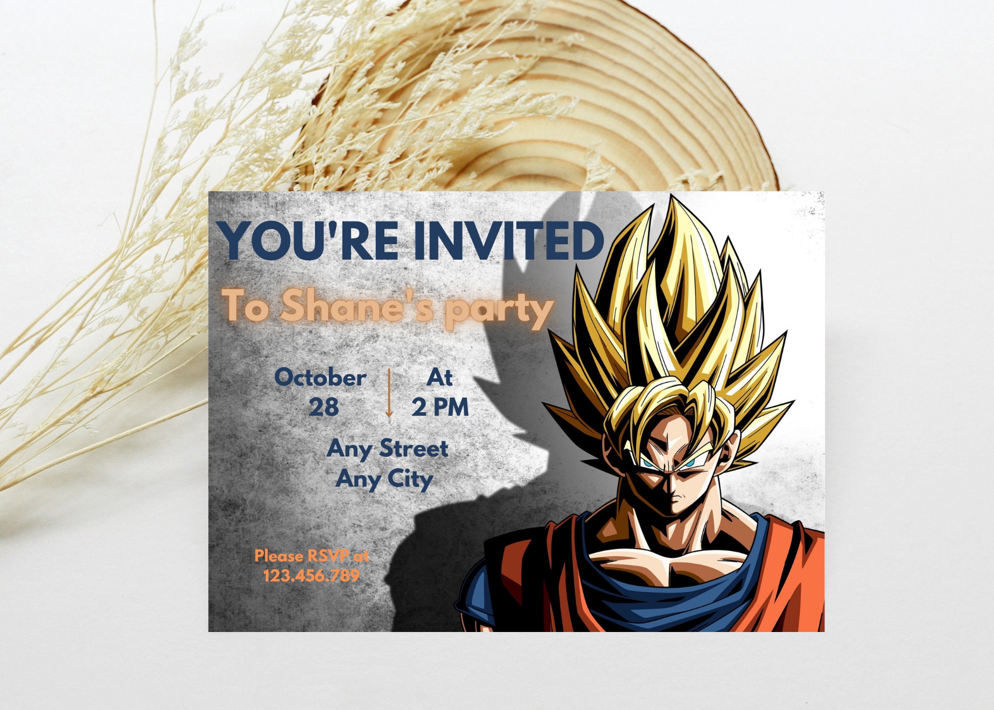 GOKU Invitation | Birthday Invitation | Birthday | Anime | Party | DBZ ...