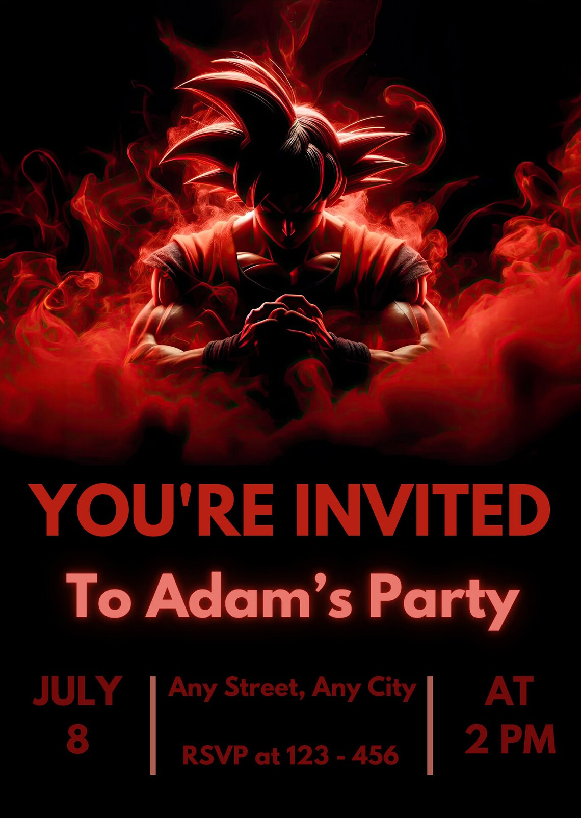 GOKU Invitation Birthday Invitation Birthday Anime Party DBZ Super ...