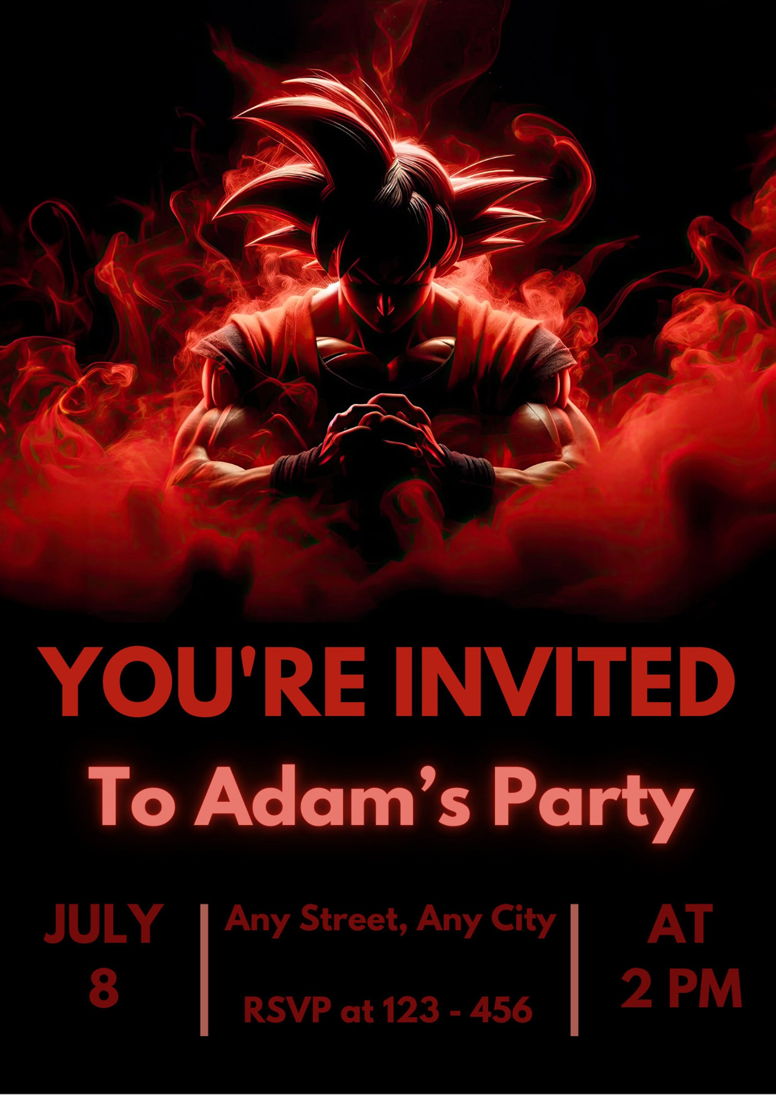 GOKU Invitation Birthday Invitation Birthday Anime Party DBZ Super ...