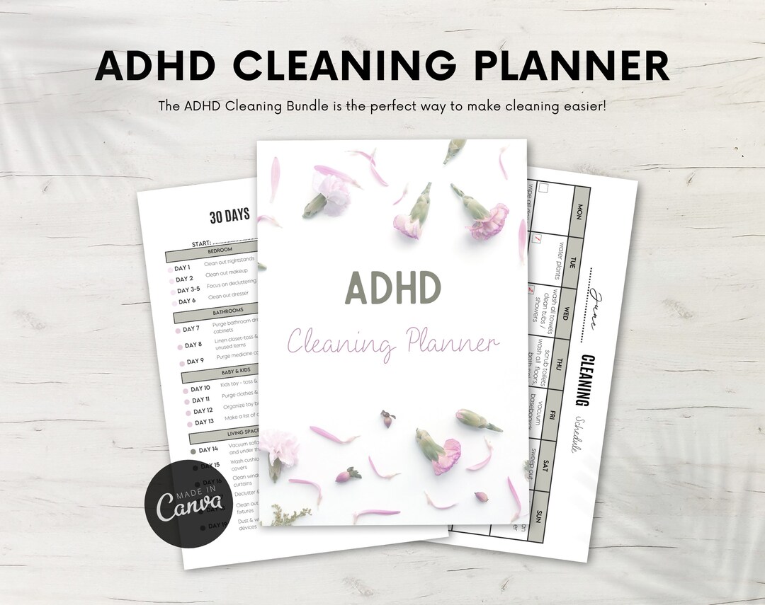 ADHD Cleaning Planner PDF - Printable Organizer for Focused Cleaning ...