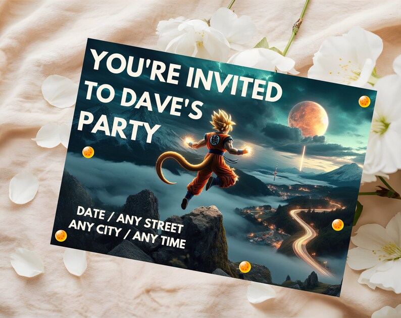 GOKU Invitation | Birthday Invitation | Birthday | Anime | Party | DBZ ...