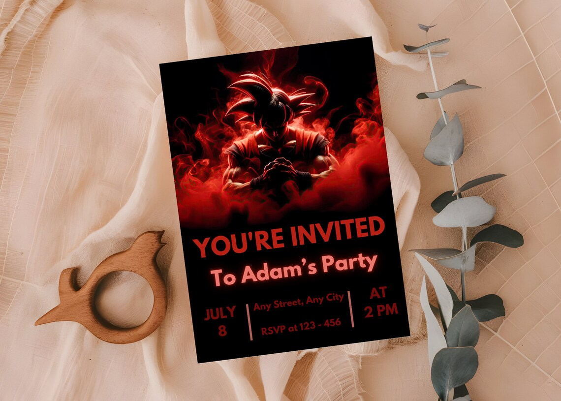 GOKU Invitation Birthday Invitation Birthday Anime Party DBZ Super ...
