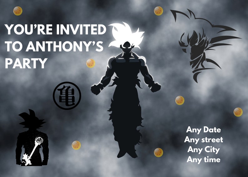 Invitación GOKU Invitación de cumpleaños Cumpleaños Anime Fiesta DBZ ...