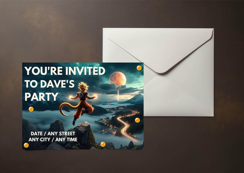 GOKU Invitation | Birthday Invitation | Birthday | Anime | Party | DBZ ...