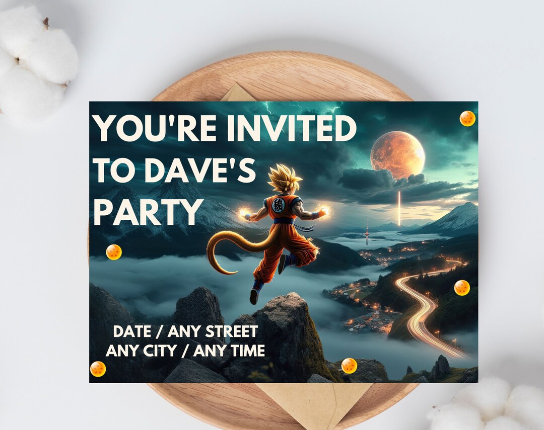 GOKU Invitation | Birthday Invitation | Birthday | Anime | Party | DBZ ...