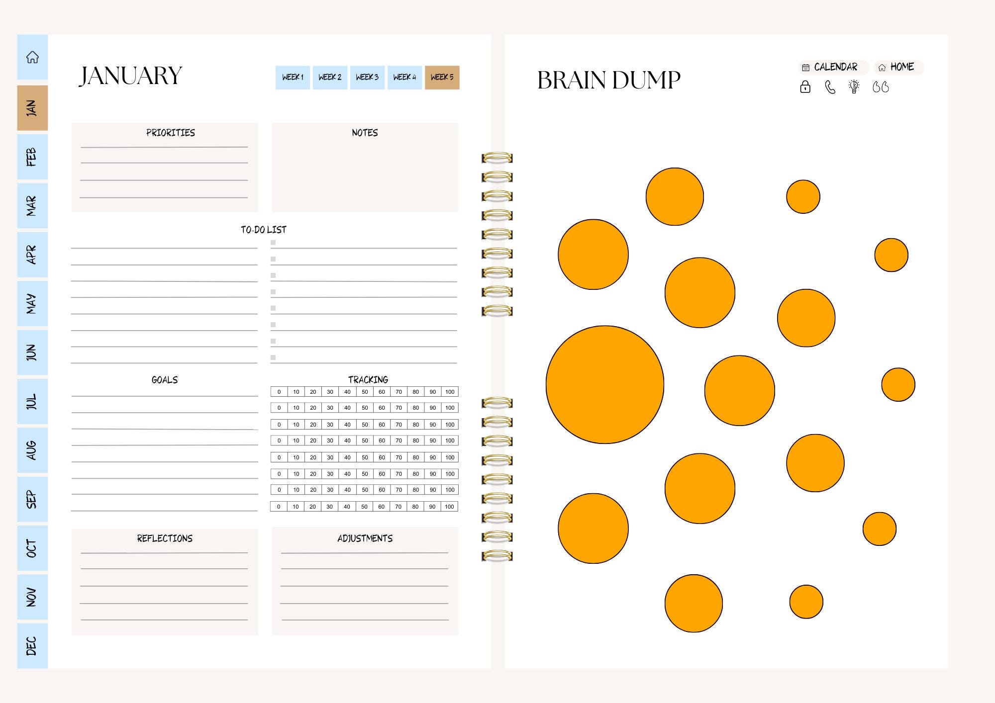 2025 Digital Planner Dragonball Goku Inspired Cover Hyperlinked for ...