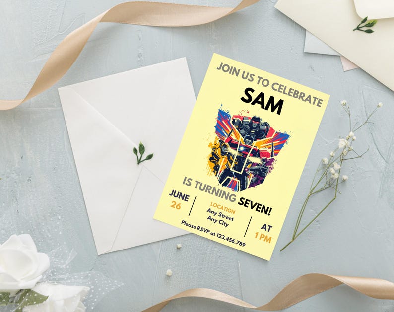 Transformers Birthday Party Invitation, Digital Download, Customizable ...