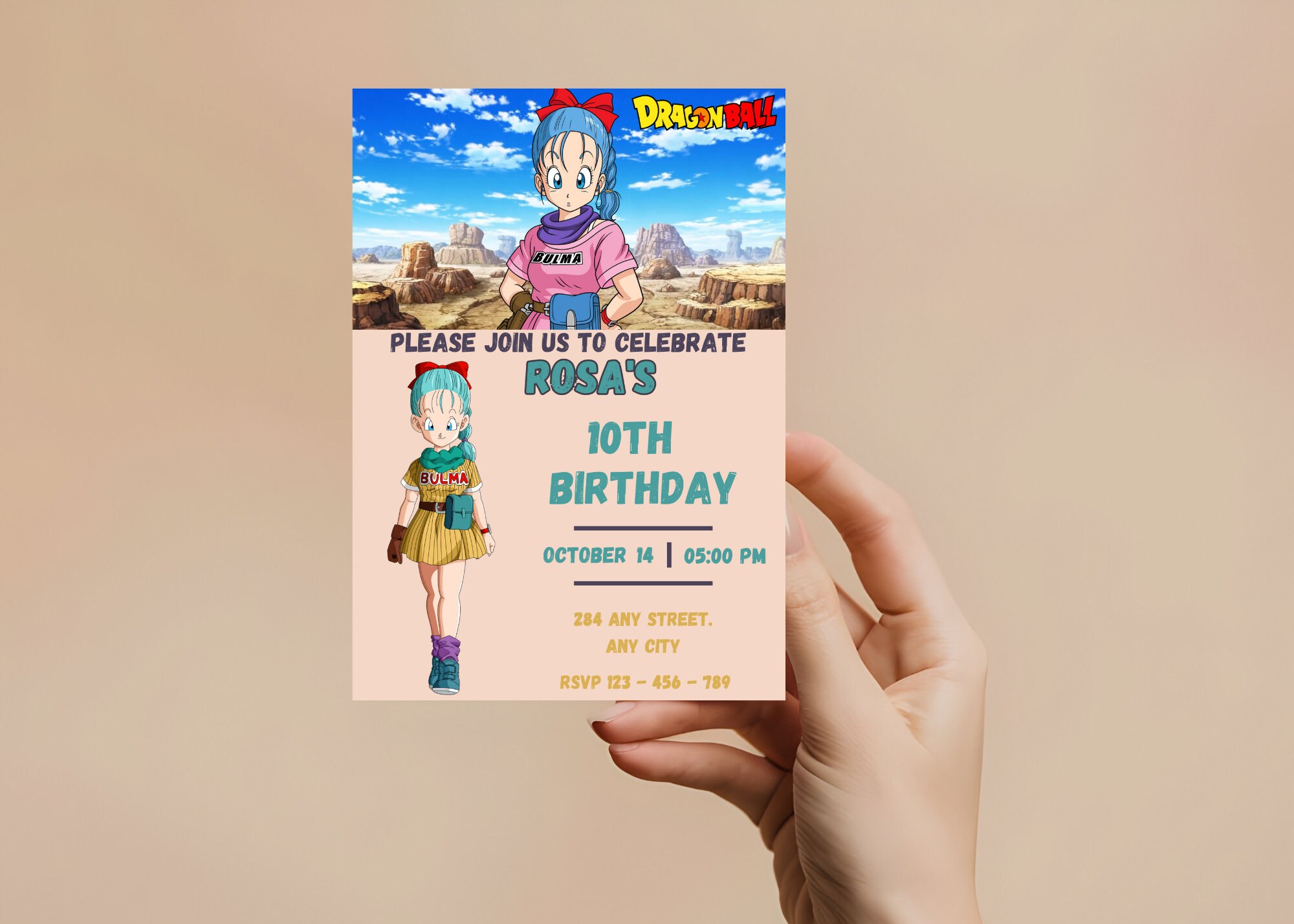 Bulma Invitation Birthday Invitation Birthday Anime Party DBZ Super ...