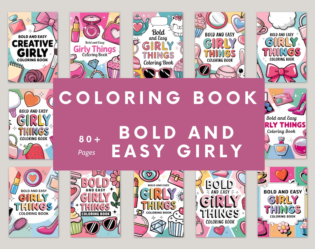 Bold and Easy Girly Coloring Book (digital Download) - Etsy