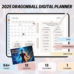 2025 Digital Planner Dragonball Goku Inspired Cover Hyperlinked for ...