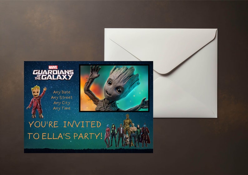 Baby Groot Invitation Birthday Invitation Birthday Marvel Guardians of ...