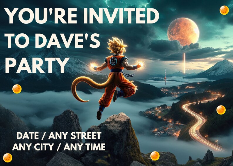 GOKU Invitation Birthday Invitation Birthday Anime Party DBZ Super ...
