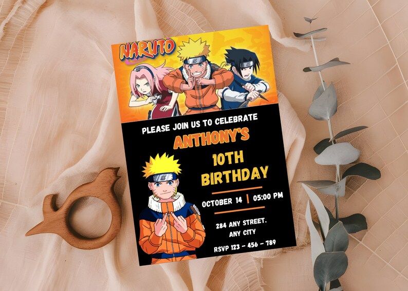 Naruto | Anime | Uzumaki | Manga | Naruto Invitation | Naruto Birthday ...