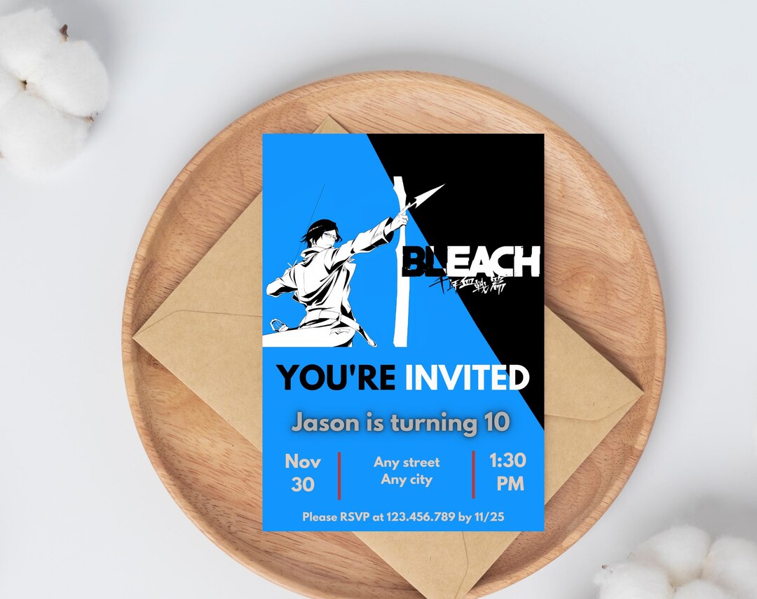Ichigo Kurosaki Bleach Birthday Invitation | Anime-inspired | Digital ...