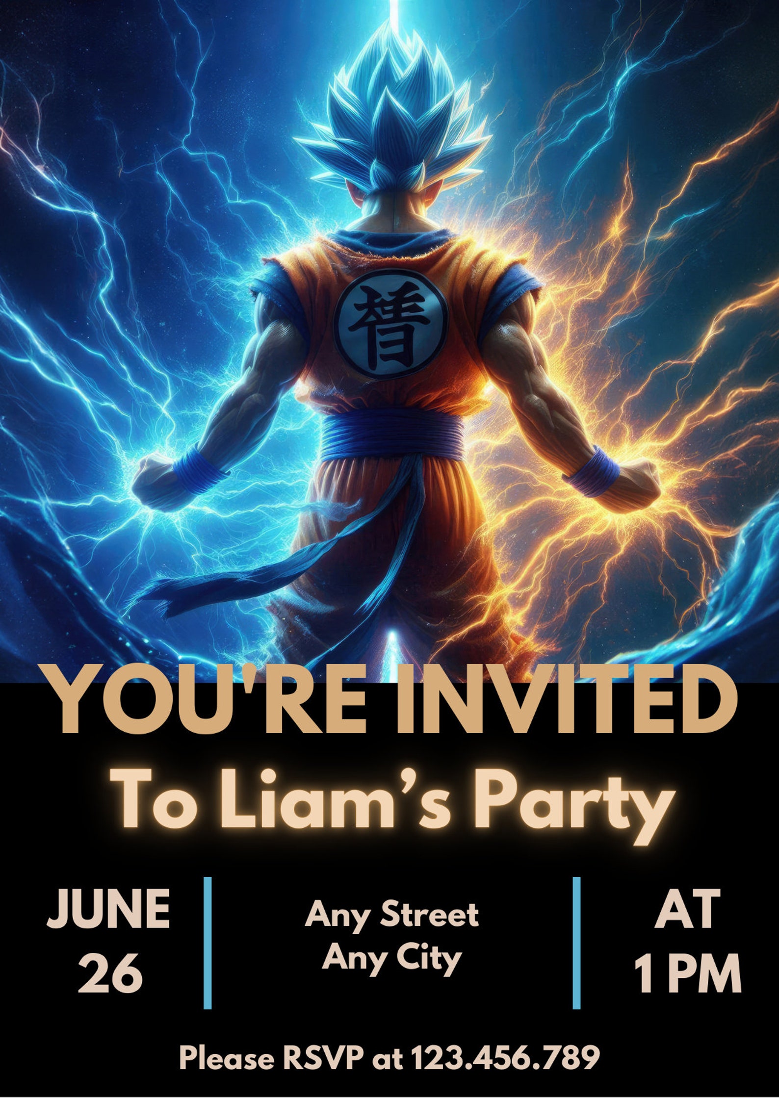 Invitación GOKU | Invitación de cumpleaños | Dragon Ball Z | Fiesta ...