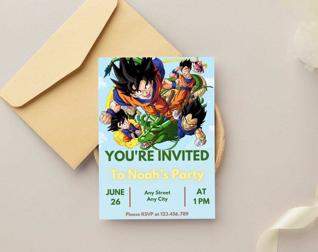 GOKU Invitation | Birthday Invitation | Birthday | Anime | Party | DBZ ...