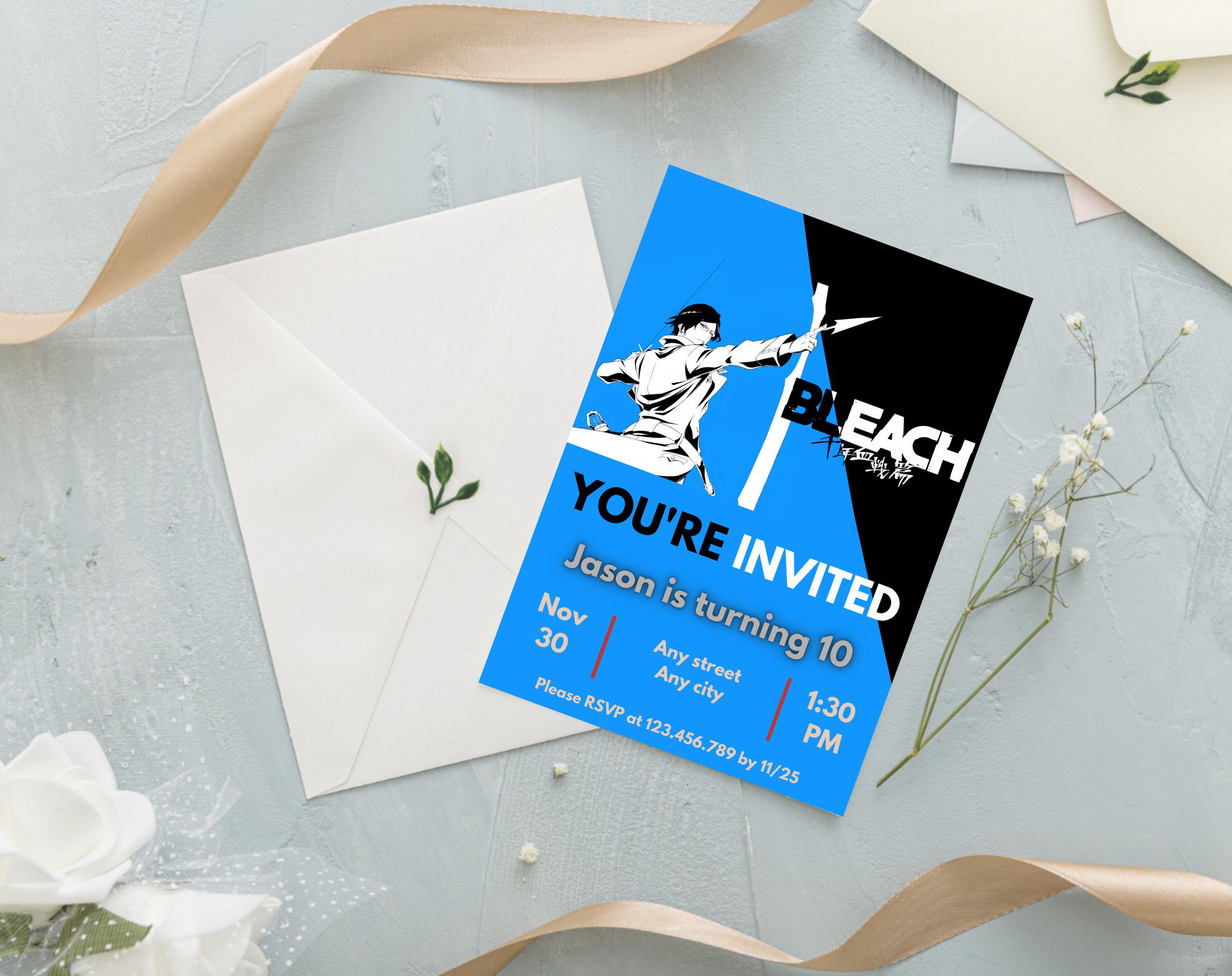 Ichigo Kurosaki Bleach Birthday Invitation | Anime-inspired | Digital ...