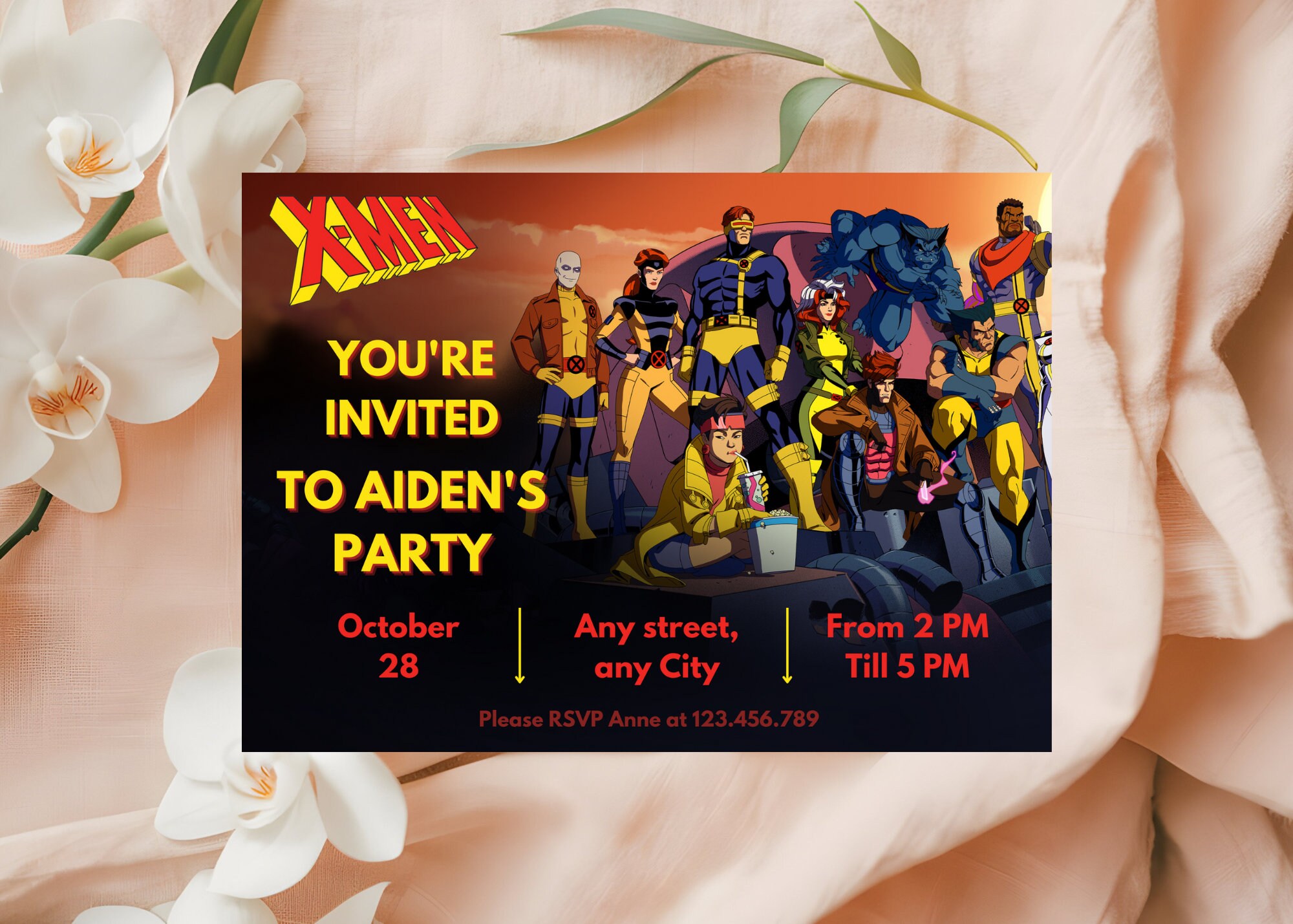 Men Birthday Invitation, Roque, Beast, Gambit, Adult Birthday ...