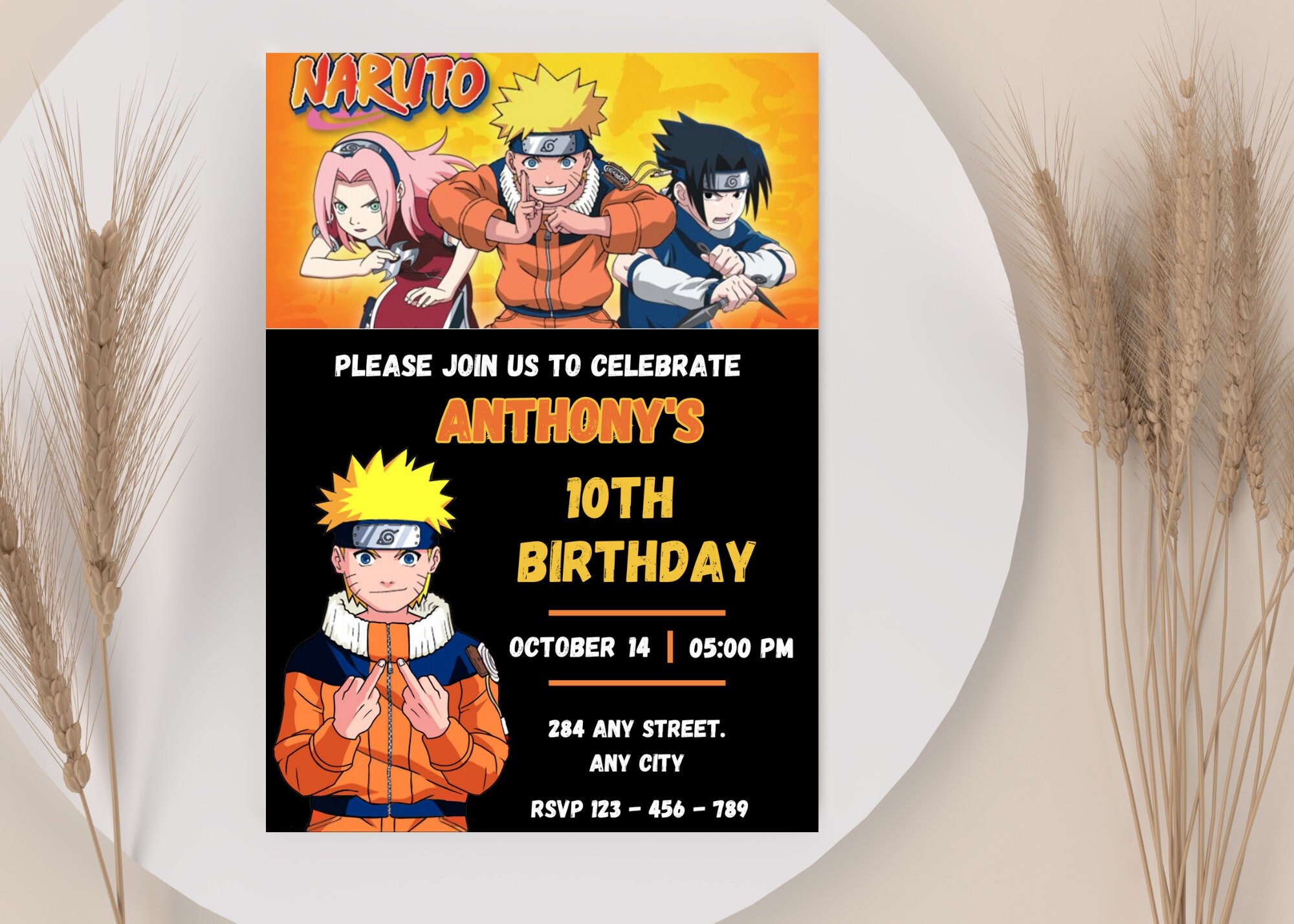 Naruto | Anime | Uzumaki | Manga | Naruto Invitation | Naruto Birthday ...