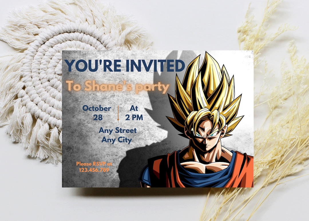GOKU Invitation | Birthday Invitation | Birthday | Anime | Party | DBZ ...