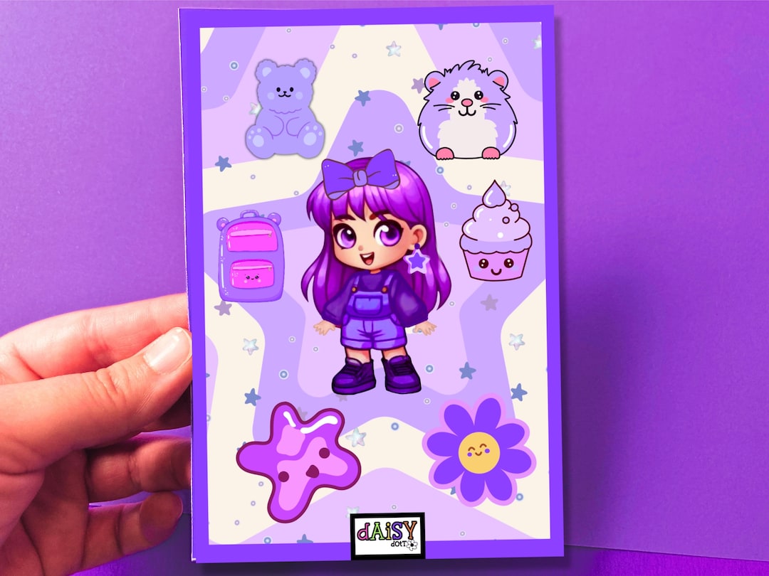 Purple Girl Sticker Sheet Violet Vortex, Lavender, Cute Journaling ...