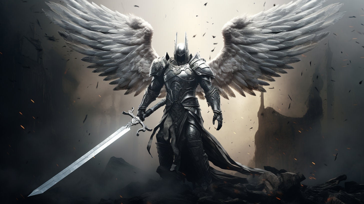 The Winged Crusaders, 5 Unique Images of Winged Knights, AI Art, Wall ...