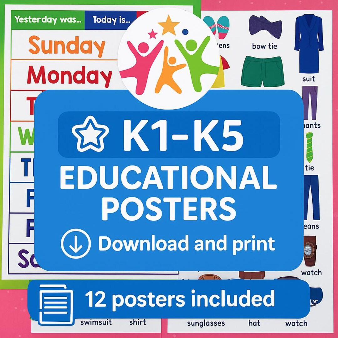 Bright, Printable, Engaging Preschool Learning Posters Digital Download ...